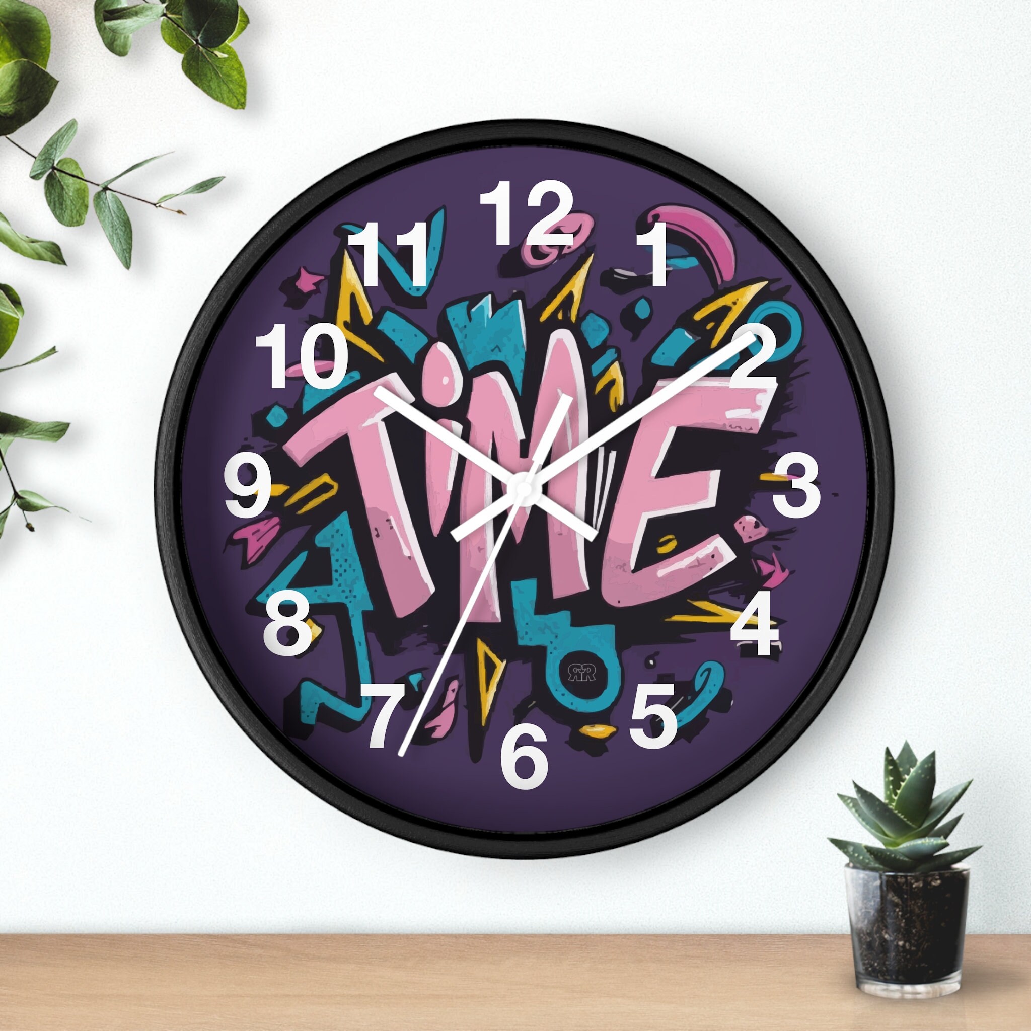 TIME Graffiti Style Wall Art Clock Stylish Unique Urban Decor Modern ...
