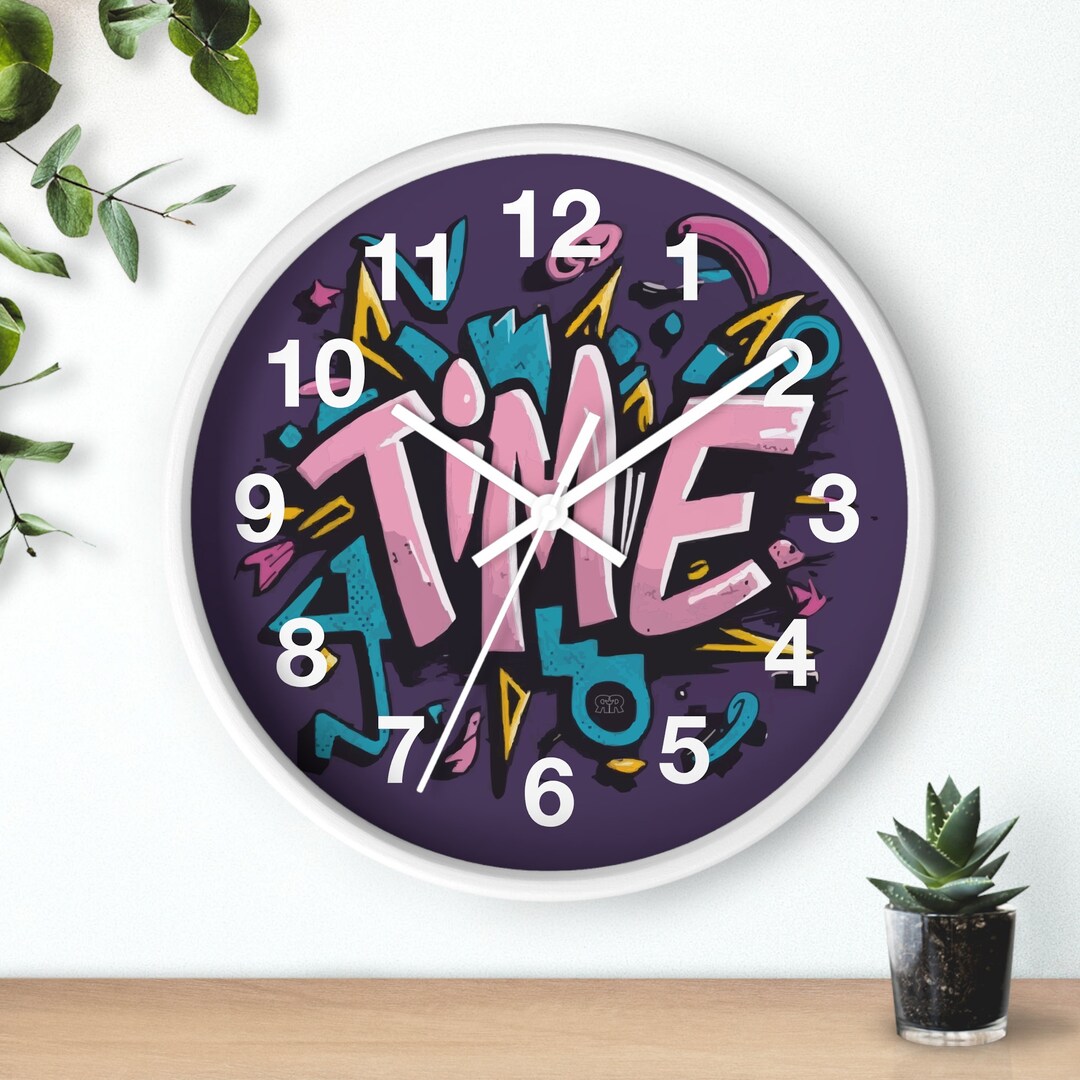 TIME Graffiti Style Wall Art Clock Stylish Unique Urban Decor Modern ...