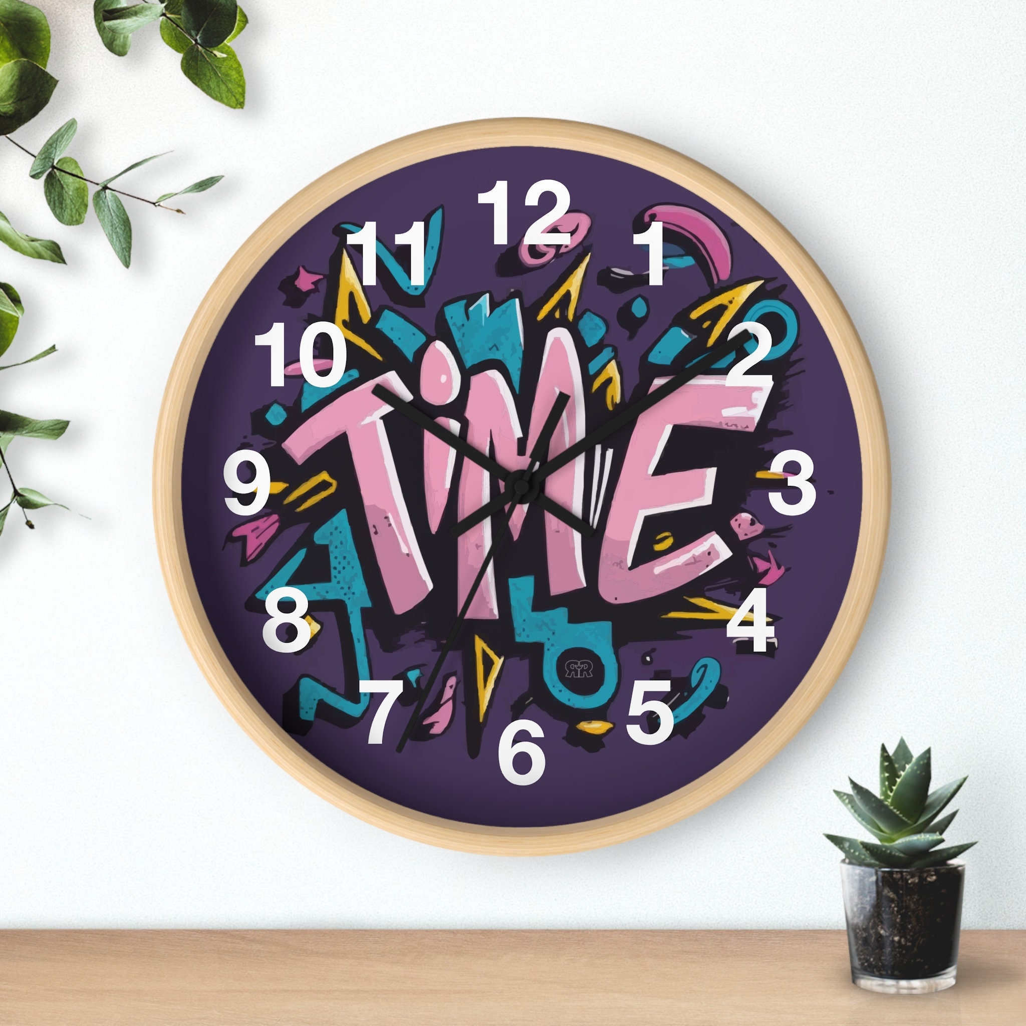 TIME Graffiti Style Wall Art Clock Stylish Unique Urban Decor Modern ...