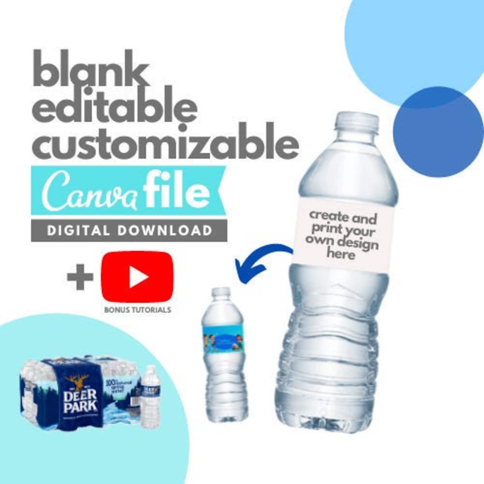 Water Label Template Water Bottle Label Template Canva Water - Etsy