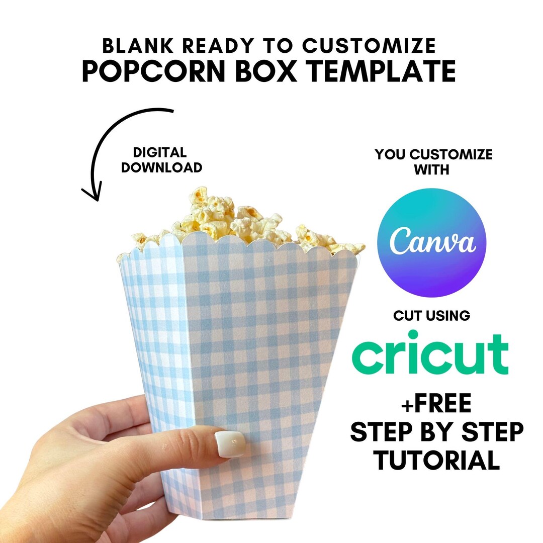 Popcorn Bucket Template, Popcorn Box Template, Party Favor Box, Party ...