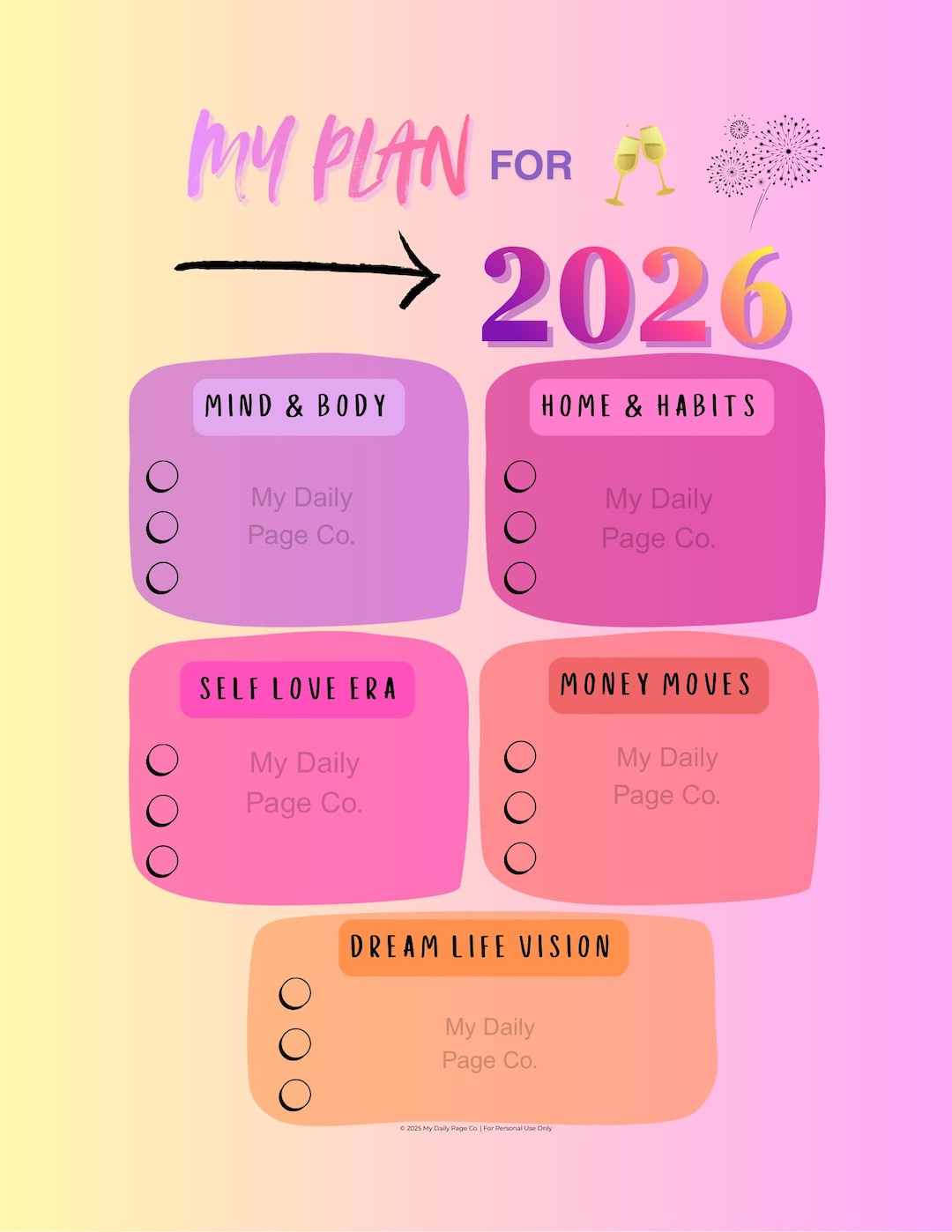 2026 Goal Planner Printable | New Year Vision Board (digital Download ...