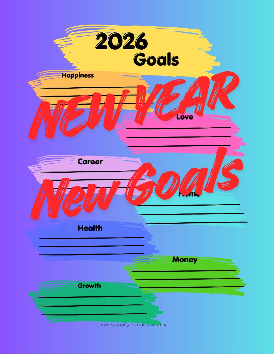 2026 New Year Goals Worksheet | Printable Planner (instant Download) - Etsy