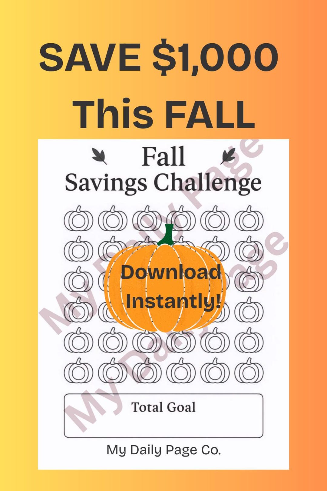Fall Pumpkin Savings Challenge Printable: Autumn Budget Tracker ...