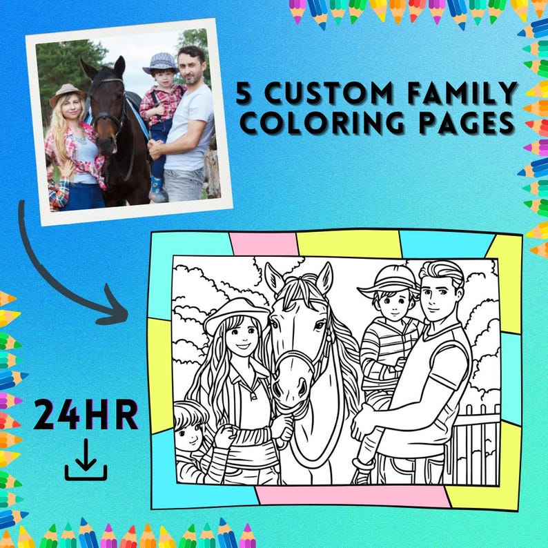 Custom Family Coloring Pages 5 Pictures Turn Your Photos Into ...