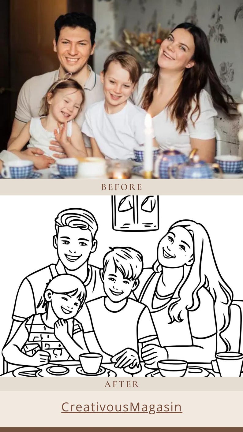 Custom Family Coloring Pages 5 Pictures Turn Your Photos Into ...