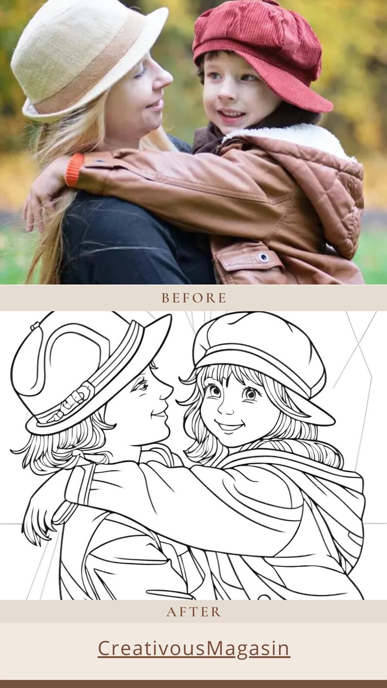 Custom Family Coloring Pages 5 Pictures Turn Your Photos Into ...