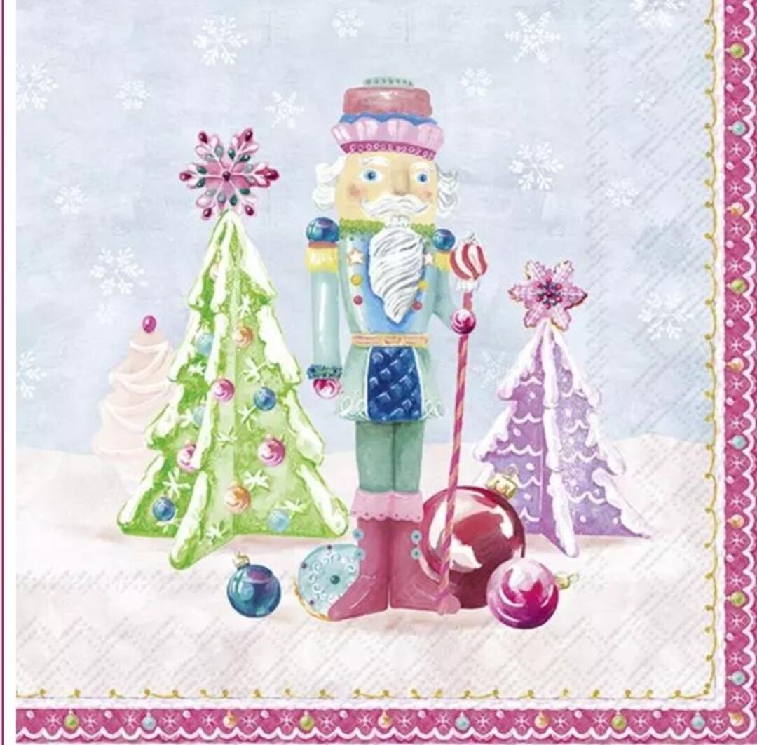 Decoupage Napkins- Nutcracker Pastel Bakery Tree Paper Napkins- Set of ...