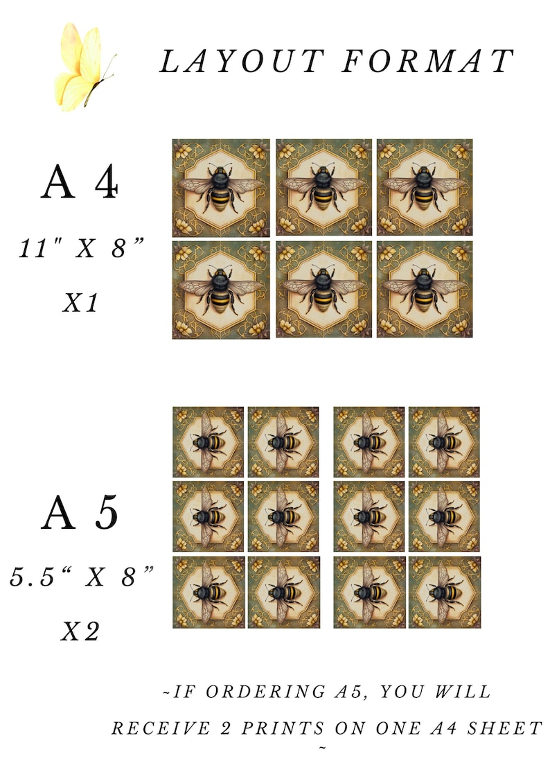 Rice Paper for Decoupage / Bee Bees / 1 Rice Paper / A4 / Customizable ...