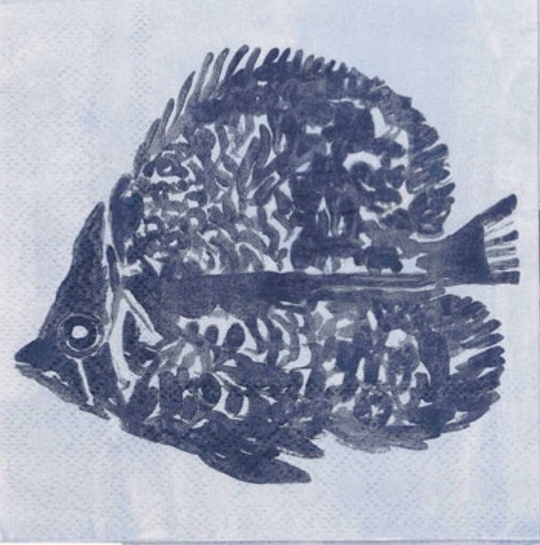Decoupage Napkins- Fish Paper Napkins- Set of 3- Cocktail Size - Etsy