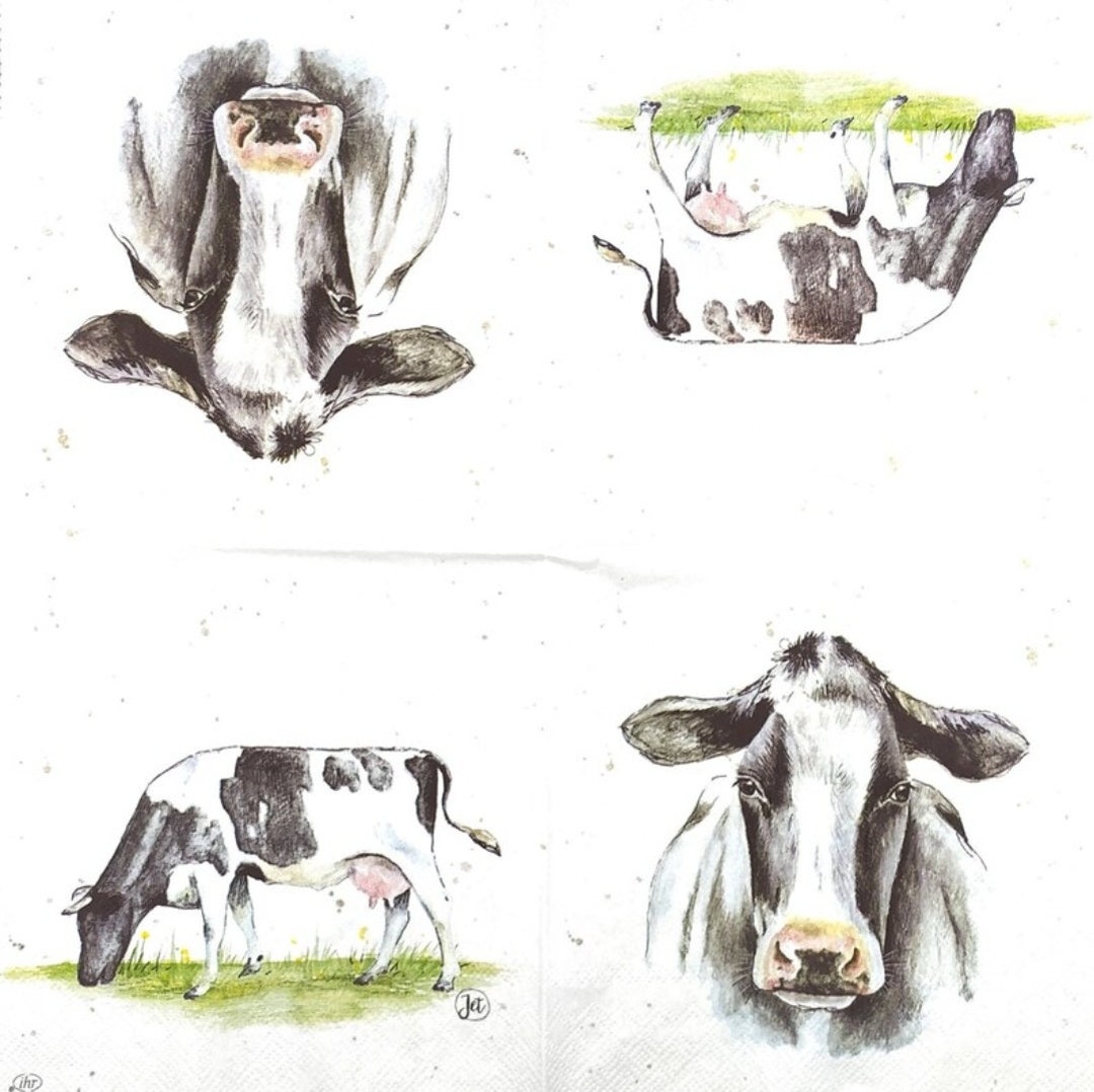 Decoupage Napkins Cow Paper Napkins Set of 3 Luncheon Size - Etsy