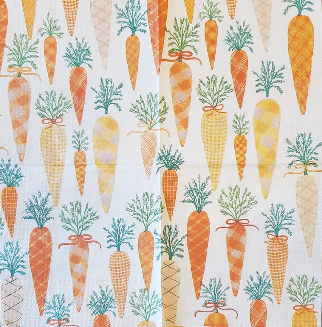 Decoupage Napkins- Carrot Paper Napkins- Set of 3 - Cocktail Size - Etsy