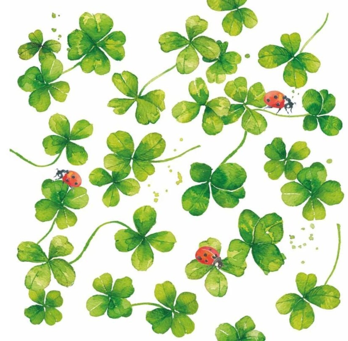 Decoupage Napkins- Lucky Clover & Ladybug Paper Napkins- Set of 3 ...