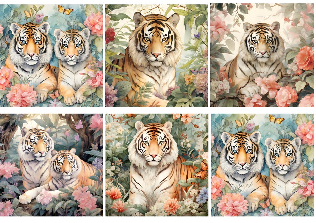 Rice Paper for Decoupage / Tiger Jungle Cat Tigers / 1 Rice Paper / A4 ...