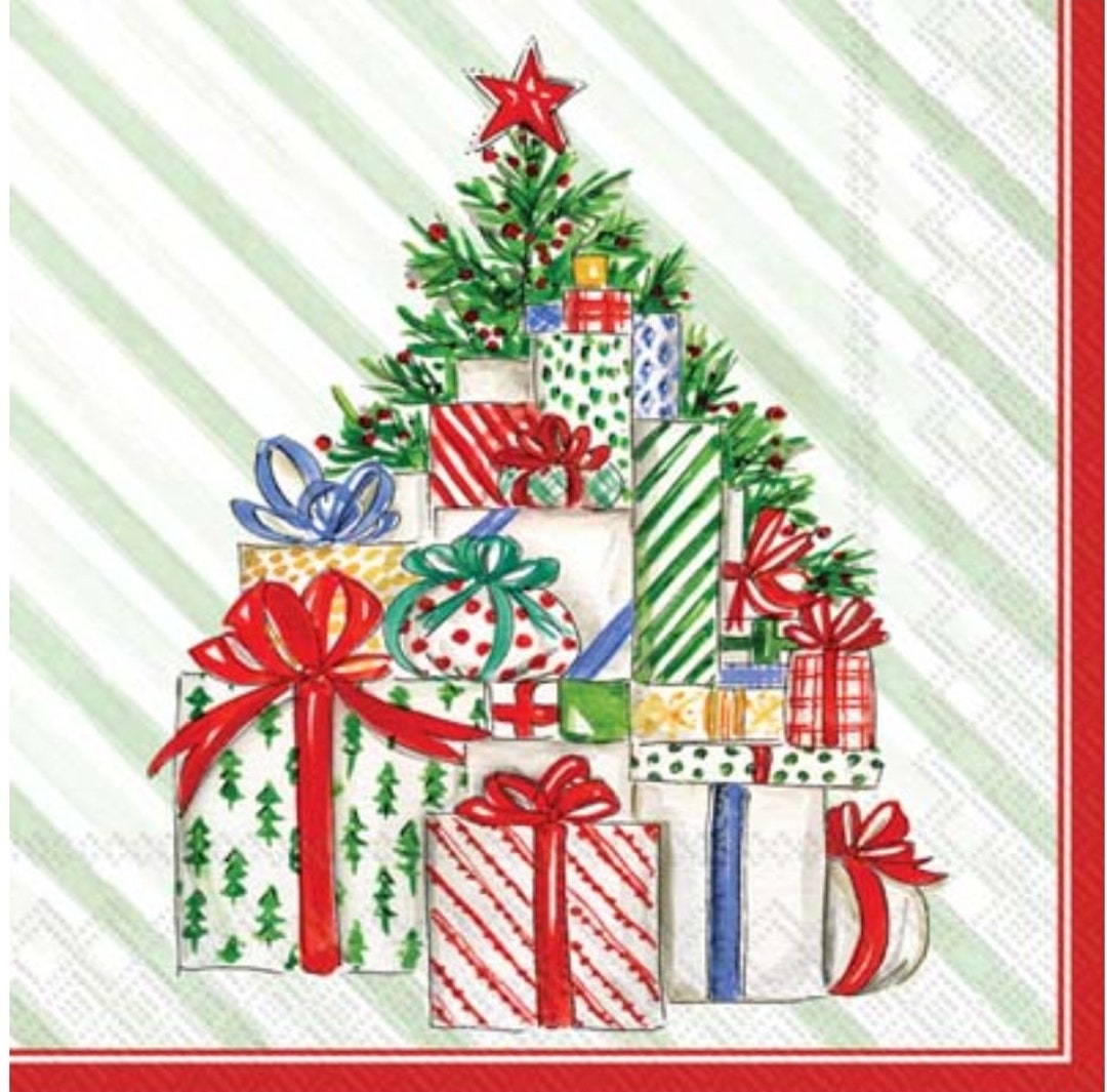 Decoupage Napkins- Christmas Tree & Presents Paper Napkins- Set of 3 ...