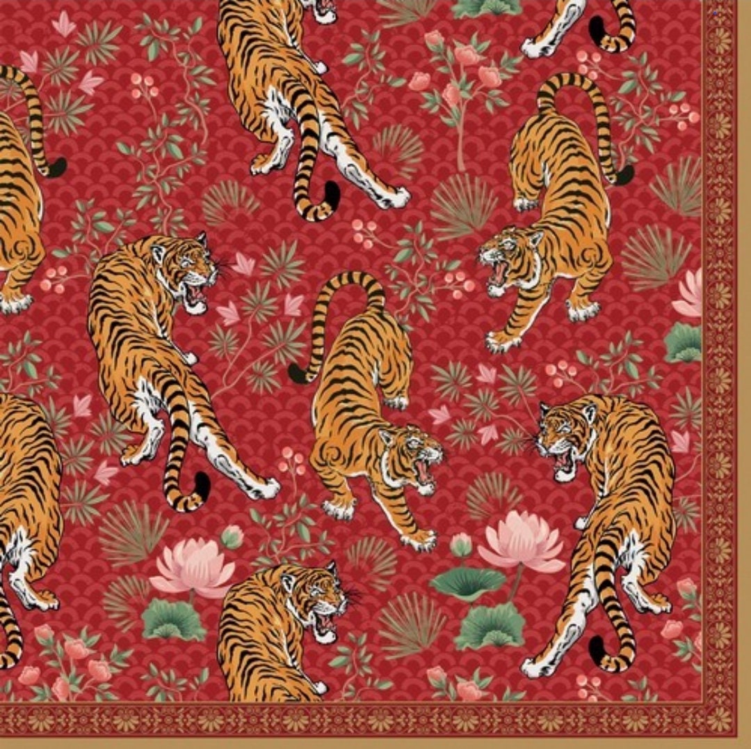 Decoupage Napkins- Tiger Asian Paper Napkins- Set of 3 - Luncheon Size ...