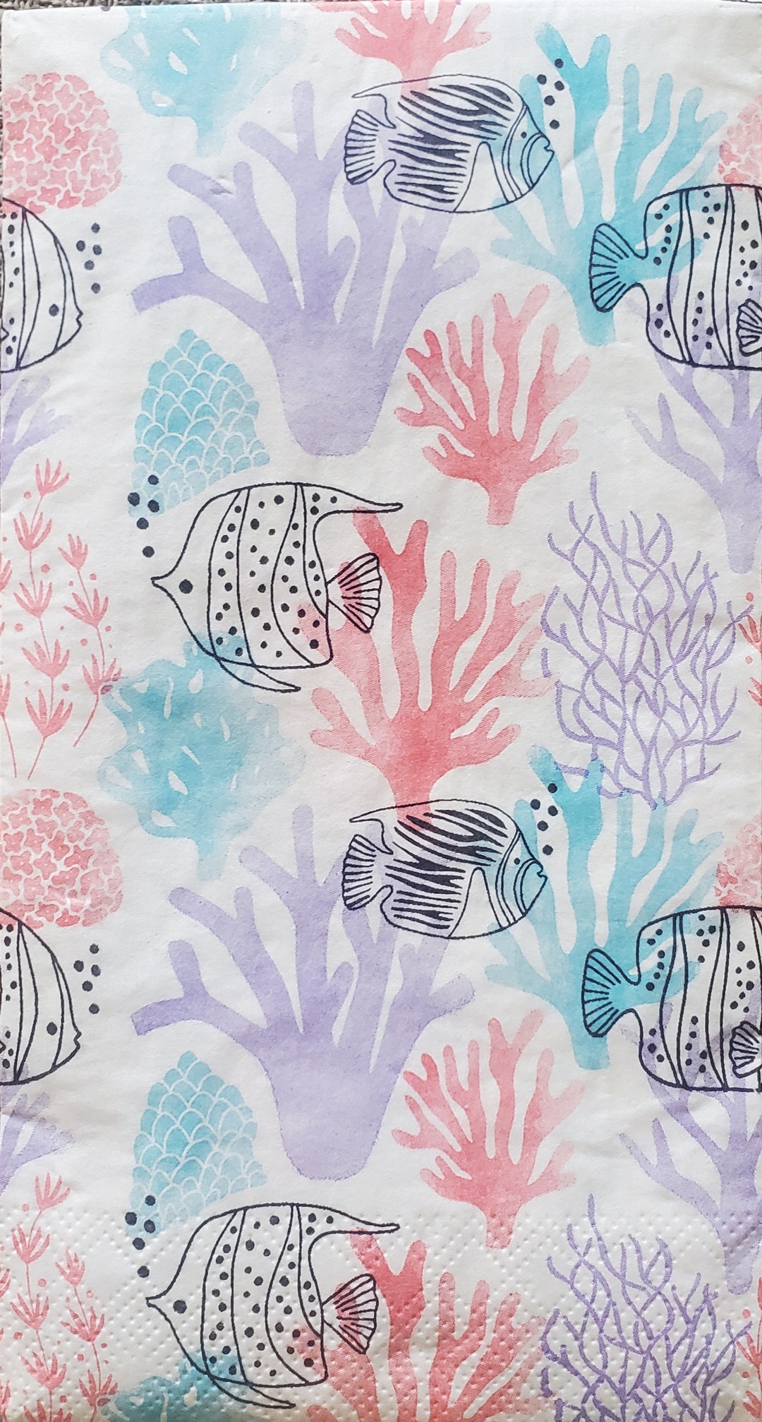 Decoupage Napkins Fish Coral Paper Napkins Set of 2 Guest Size - Etsy