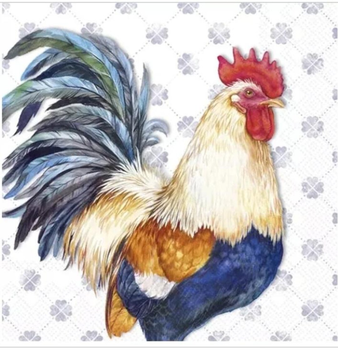 Decoupage Napkins - Chicken Rooster Paper Napkins - Set of 3- Cocktail ...