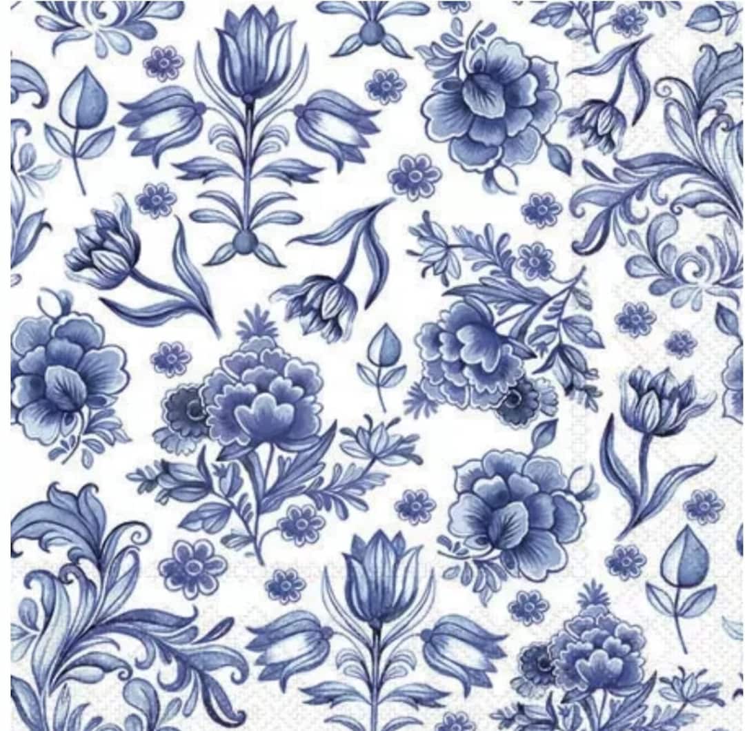 Decoupage Napkins Blue and White Delft Flower Paper Napkins Set of 3 ...