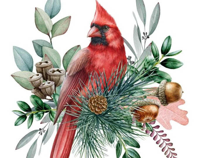 Decoupage Napkins- Cardinal Bird Paper Napkins- Set of 3- Cocktail Size ...