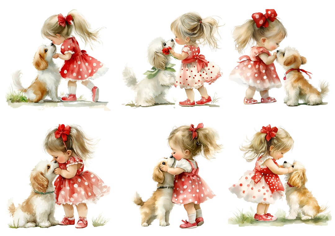 Rice Paper for Decoupage / Dog Girl Love Puppy / 1 Rice Paper / A4 / A5 ...