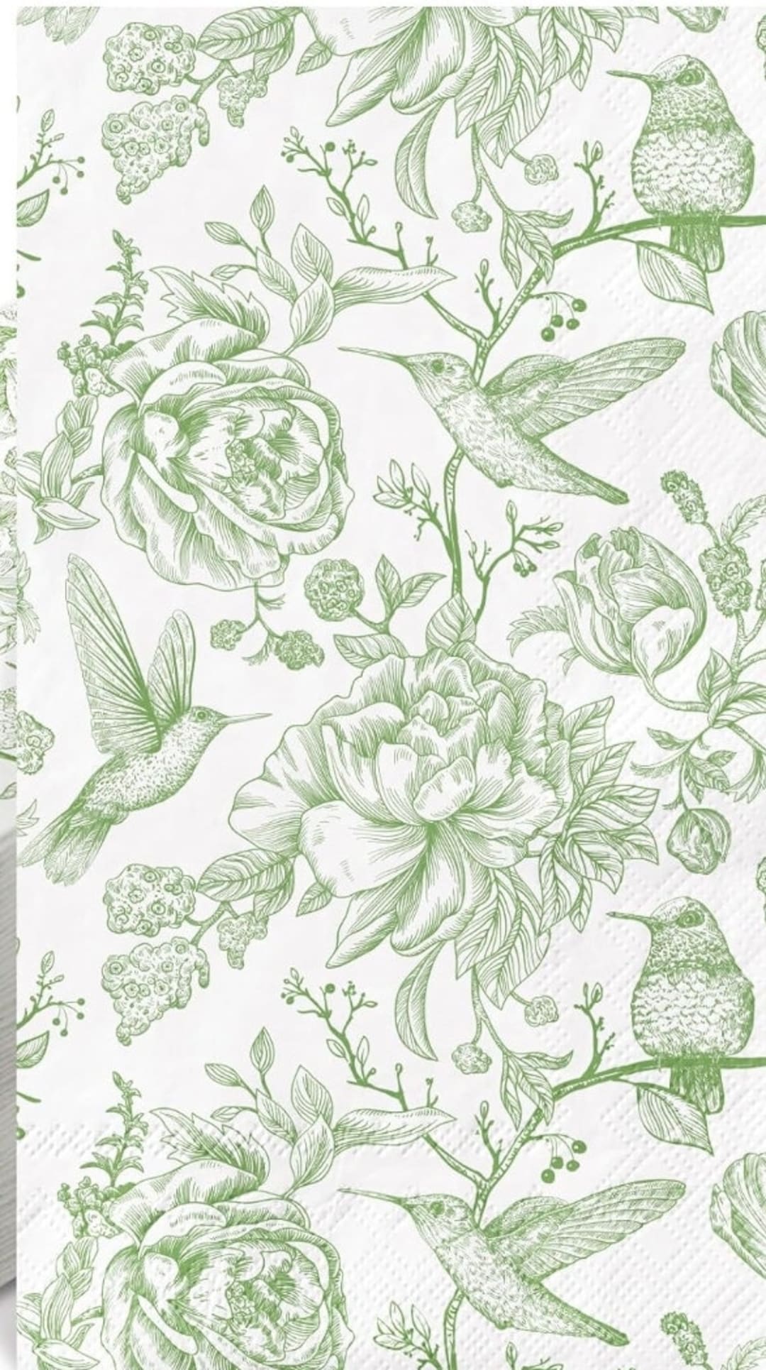 2 Decoupage Napkins- Green Toile Floral Hummingbird Paper Napkins- Set ...