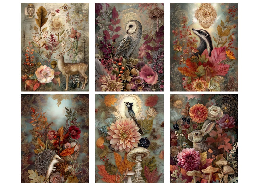 Rice Paper for Decoupage / Fox Owl Badger Rabbit Bird Fall Animals ...