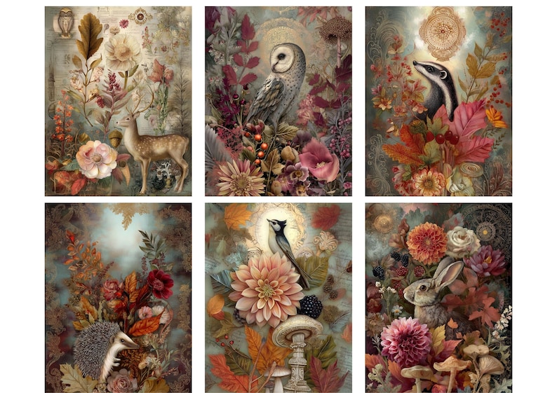 Rice Paper for Decoupage / Fox Owl Badger Rabbit Bird Fall Animals ...