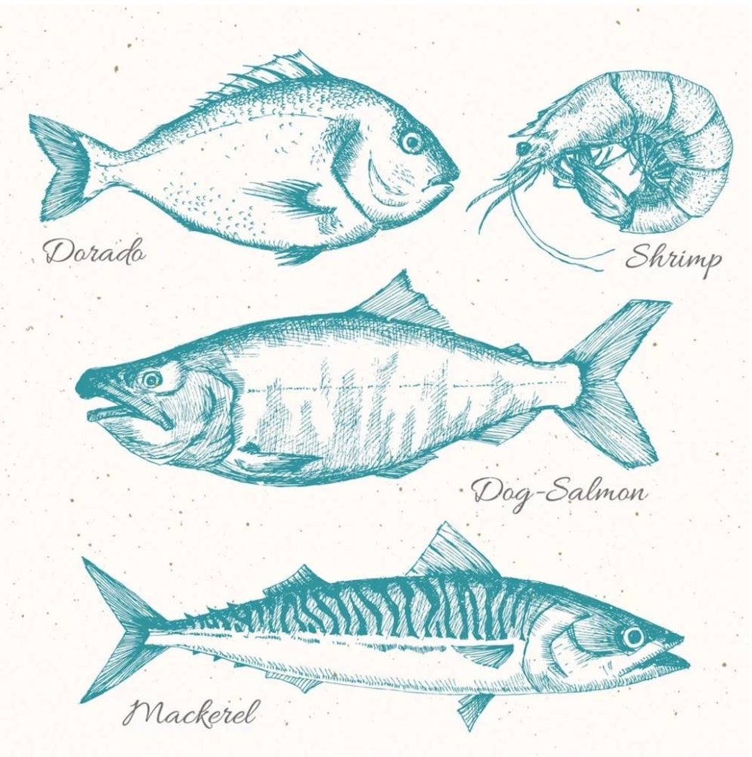 Decoupage Napkins- Fish Paper Napkins- Set of 3- Cocktail Size - Etsy