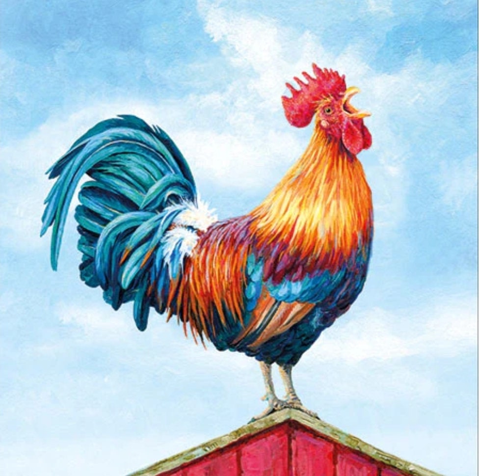 Decoupage Napkins Chicken Rooster Paper Napkins Set of 3 Cocktail Size ...