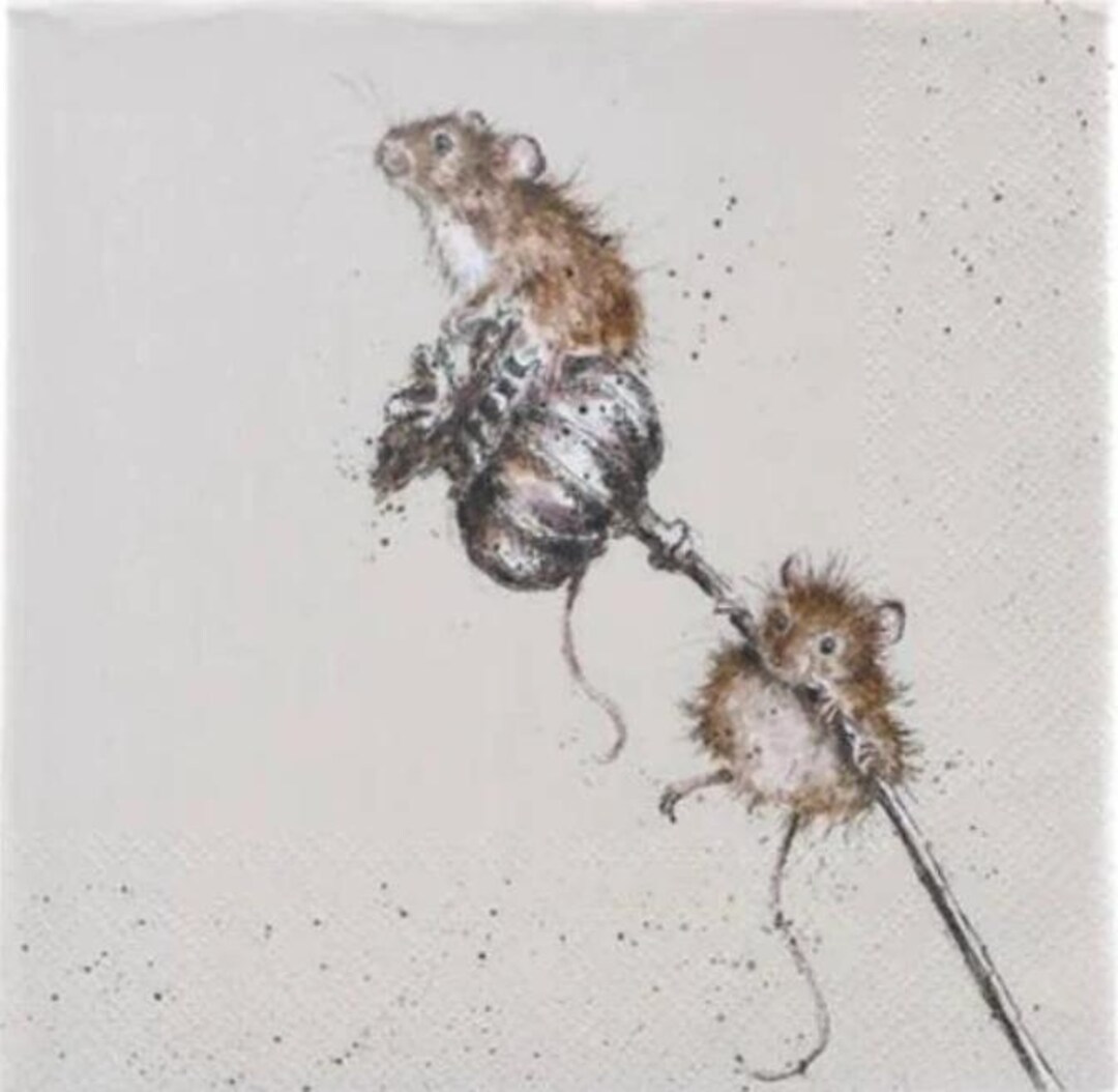 Decoupage Paper Napkins - Mouse Paper Napkins - Set of 3 - Cocktail ...