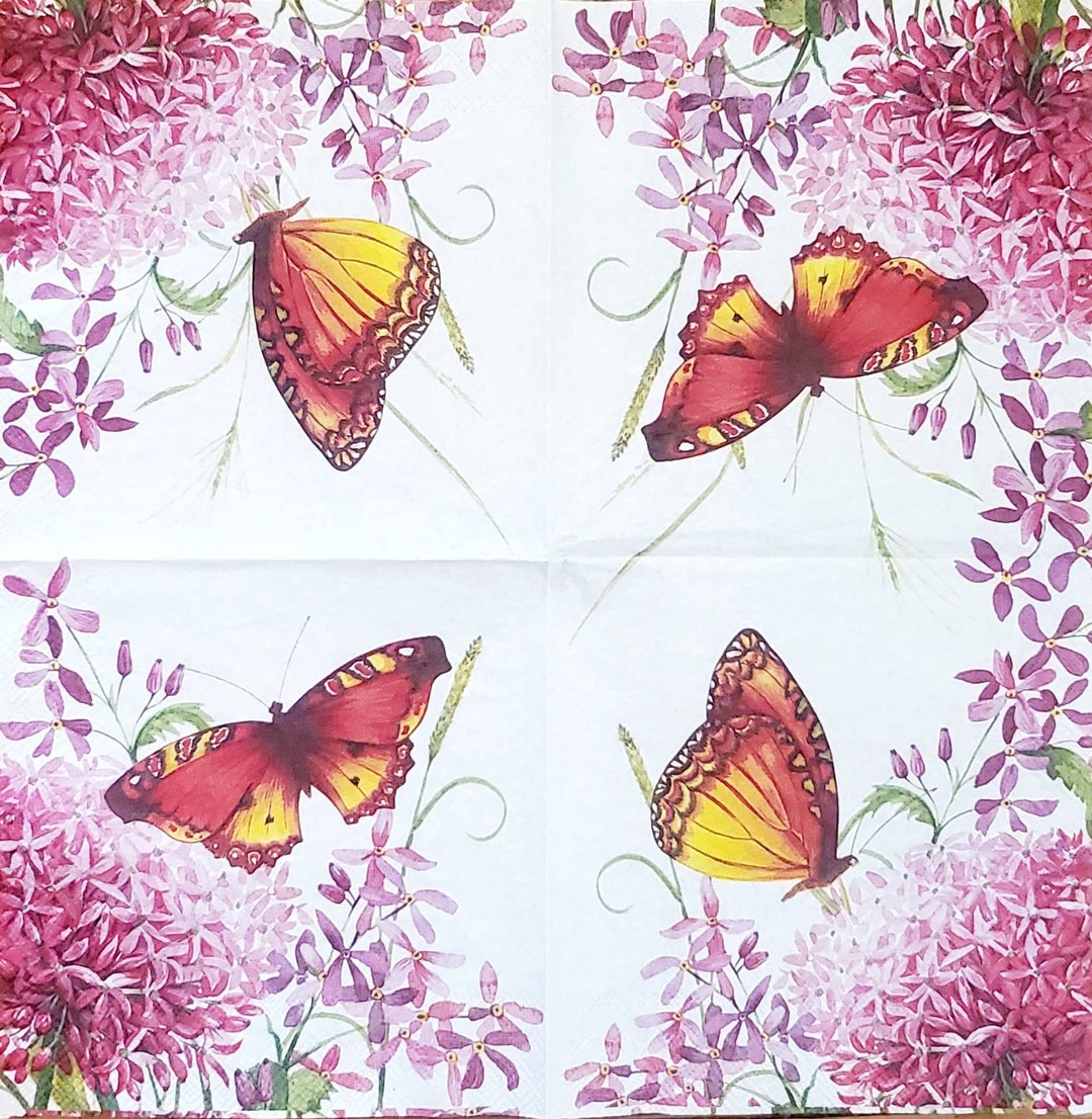Decoupage Napkins Butterfly Paper Napkins Set of 3 Cocktail Size ...