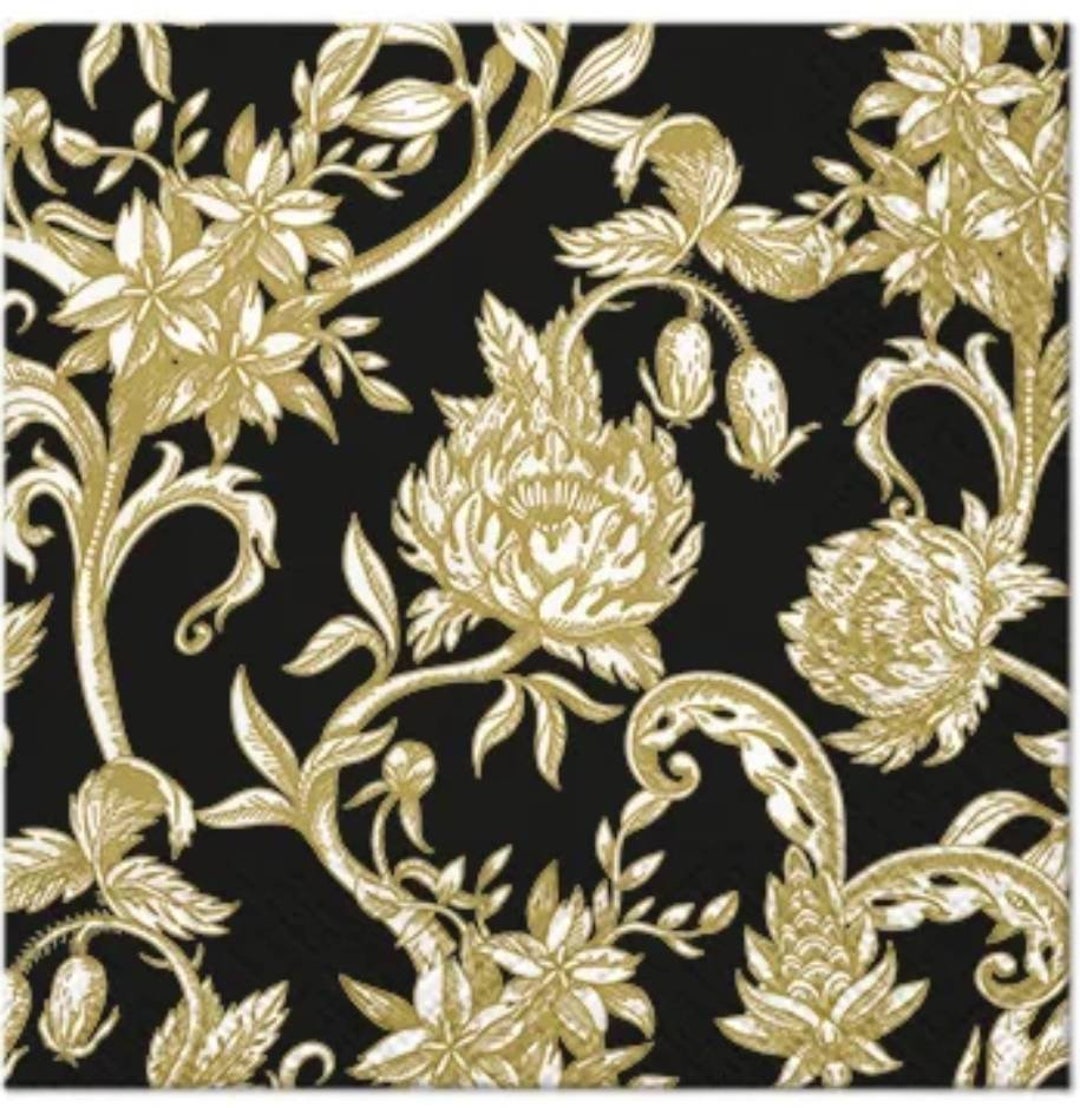 Decoupage Napkins Baroque Gold Paisley Paper Napkins Set of 3 Luncheon ...