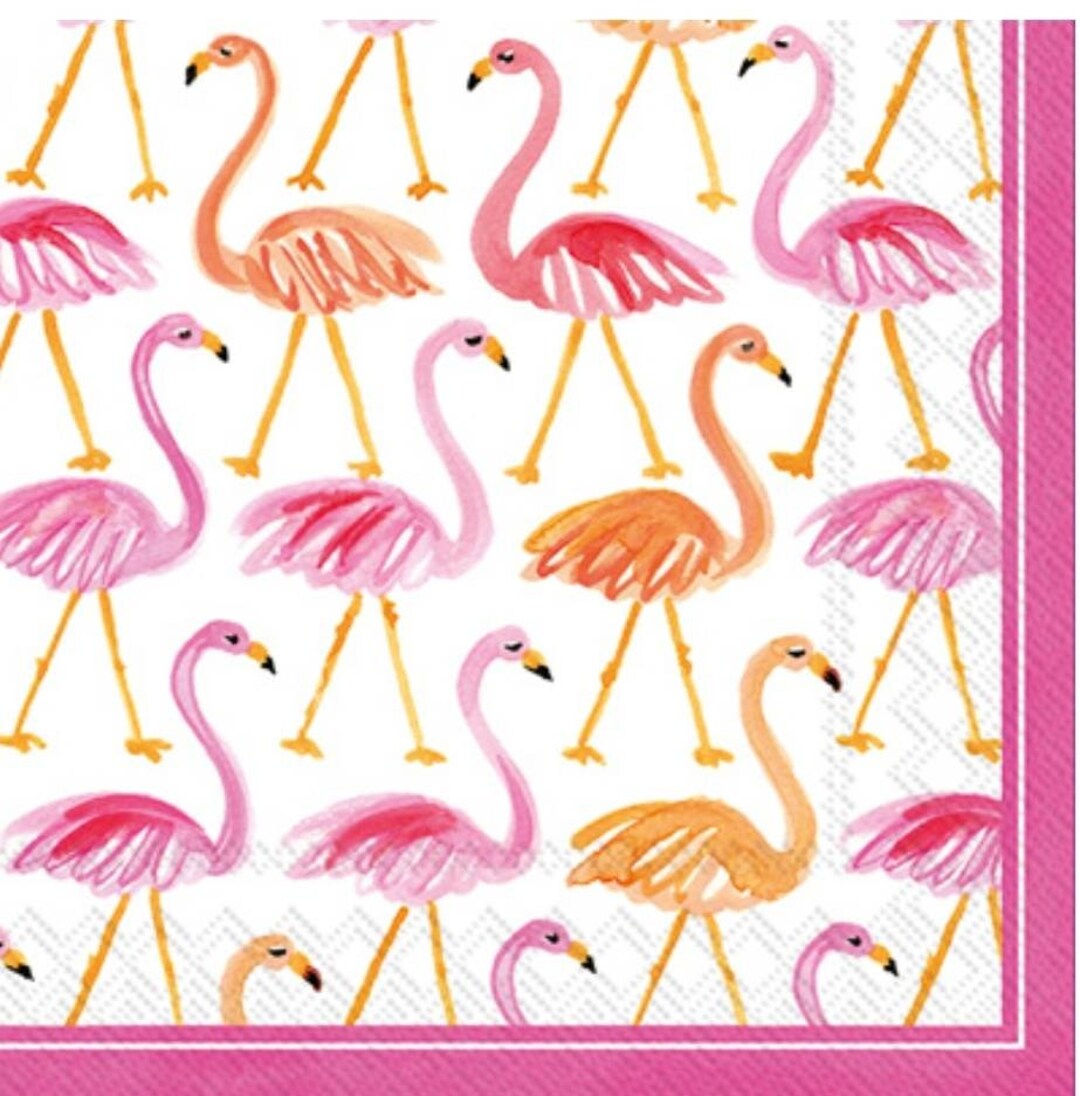 Decoupage Napkins- Flamingo Paper Napkins- Set of 3- Cocktail Size - Etsy