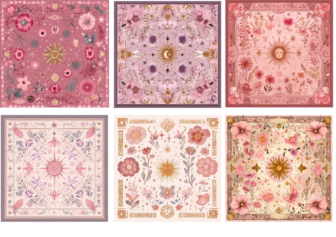 Rice Paper for Decoupage / Floral Pink Celestial Moon Stars Valentines ...
