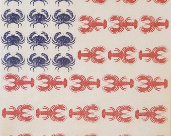 Lobster/crawfish Napkins, Pack of 25, Beverage Cocktail Size, White W ...