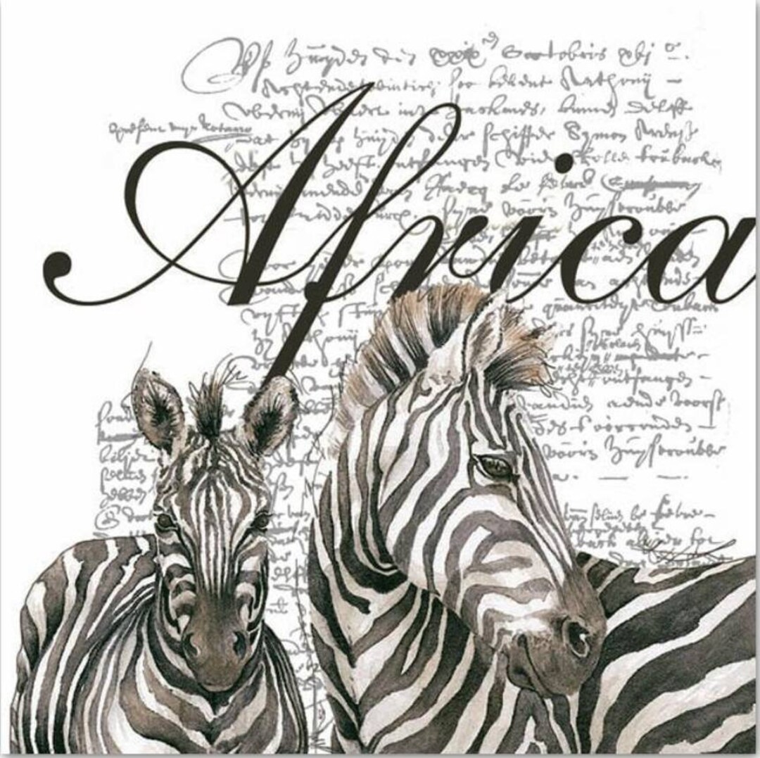 Decoupage Napkins- Zebra Africa Paper Napkins- Set of 3- - Luncheon ...