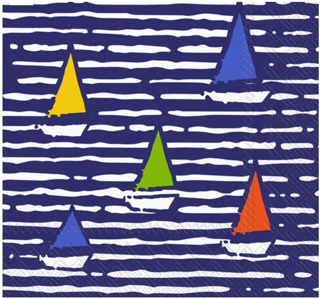 Decoupage Napkins- Sailboat Nautical Paper Napkins- Set of 3- Cocktail ...