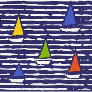 Decoupage Napkins- Sailboat Nautical Paper Napkins- Set of 3- Cocktail ...
