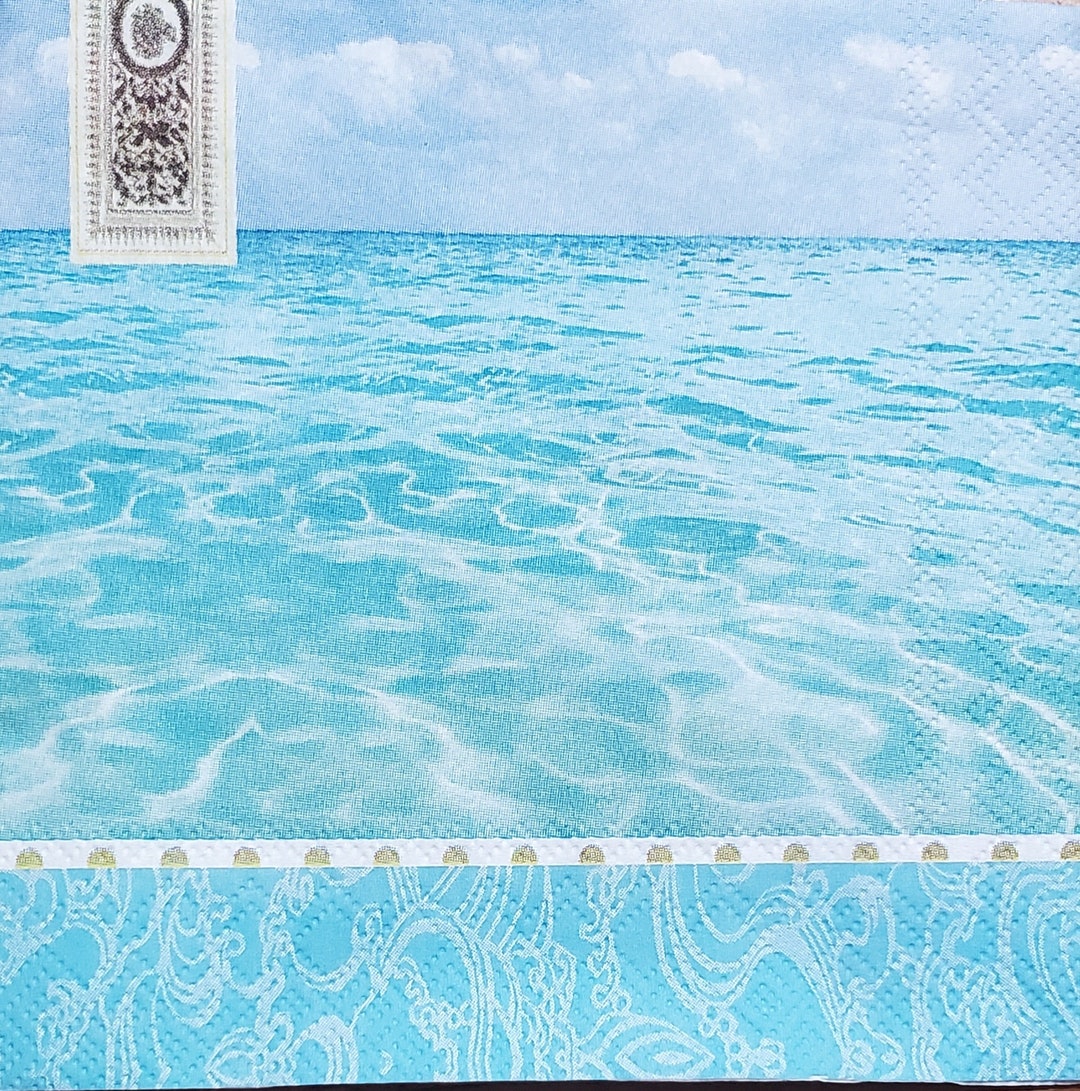 Decoupage Napkins- Ocean Water Beach Paper Napkins- Set of 3- Cocktail ...