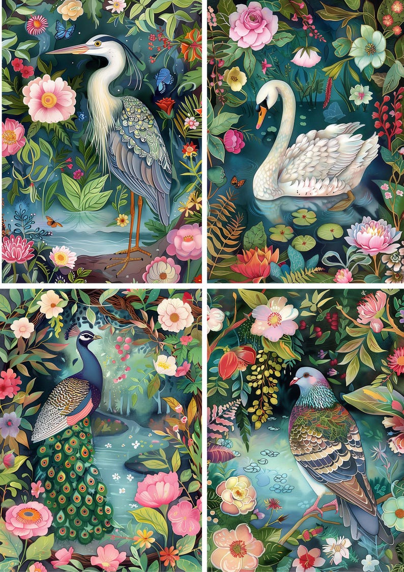 Rice Paper for Decoupage / Heron Peacock Swan Bird Garden / 1 Rice ...