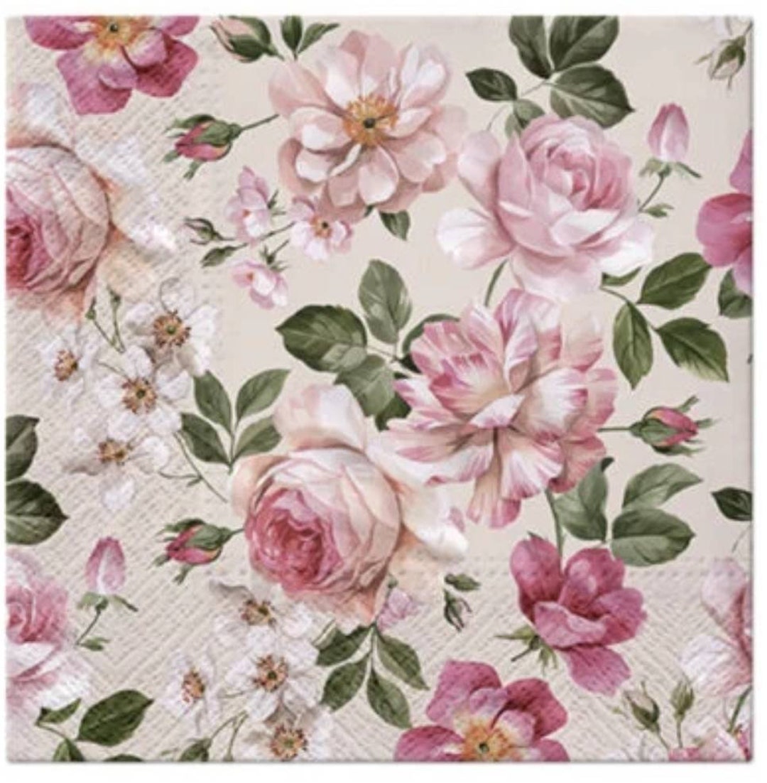 Decoupage Napkins- Rose Paper Napkins- Set of 3 - Luncheon Size - Etsy