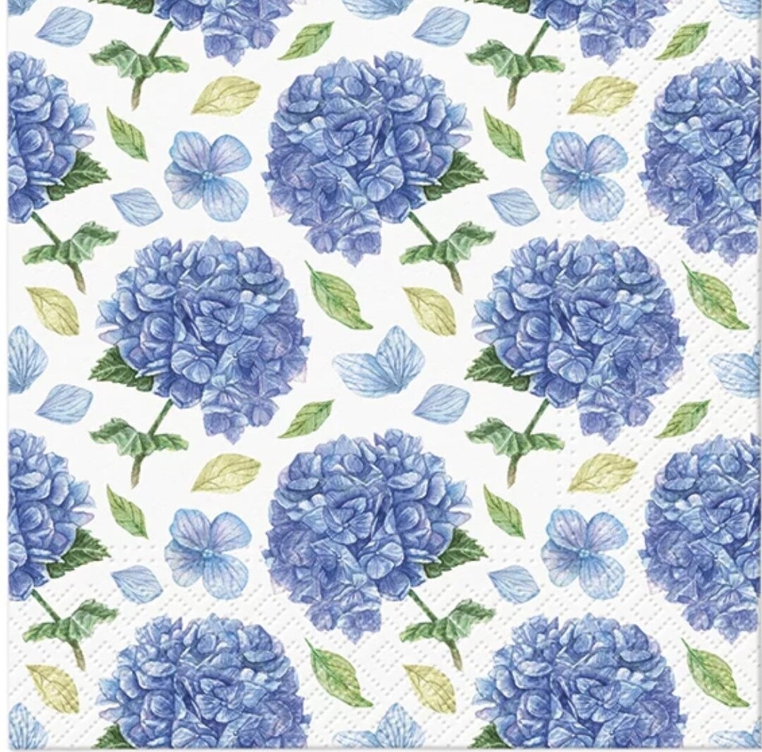 Decoupage Napkins- Hydrangea Paper Napkins- Set of 3- - Luncheon Size ...