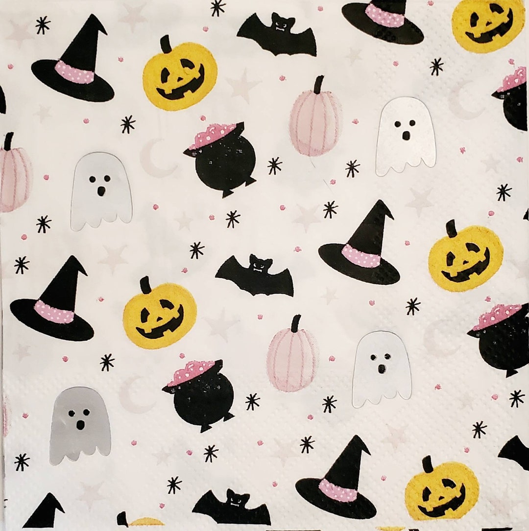 Decoupage Napkins- Halloween Witch Paper Napkins- Set of 3- Cocktail ...