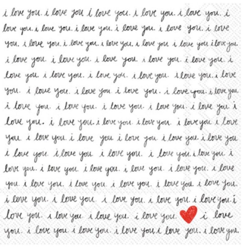 Decoupage Napkins- Handwritten Script I Love You Paper Napkins- Set of ...