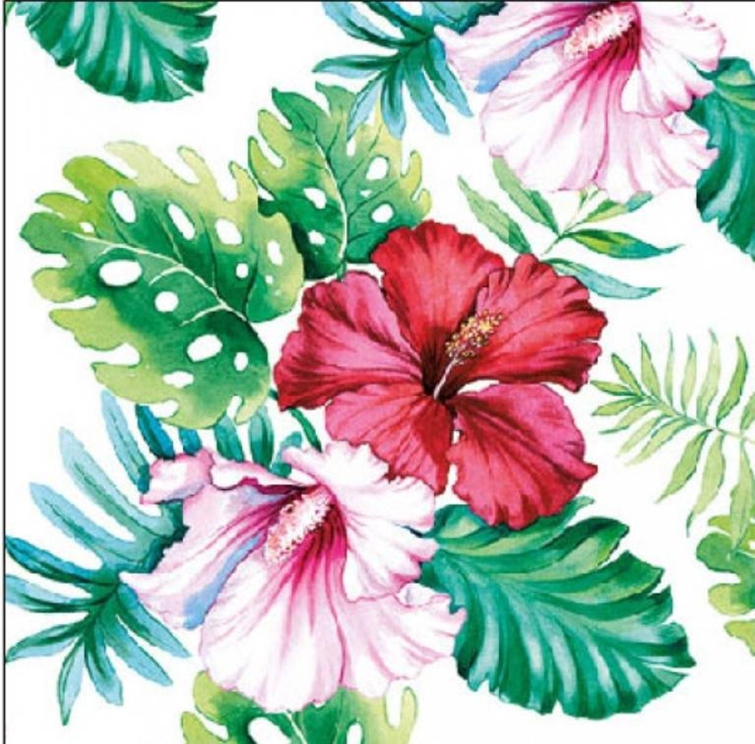 Decoupage Napkins Tropical Flowers Paper Napkins Set of 3 Cocktail Size ...