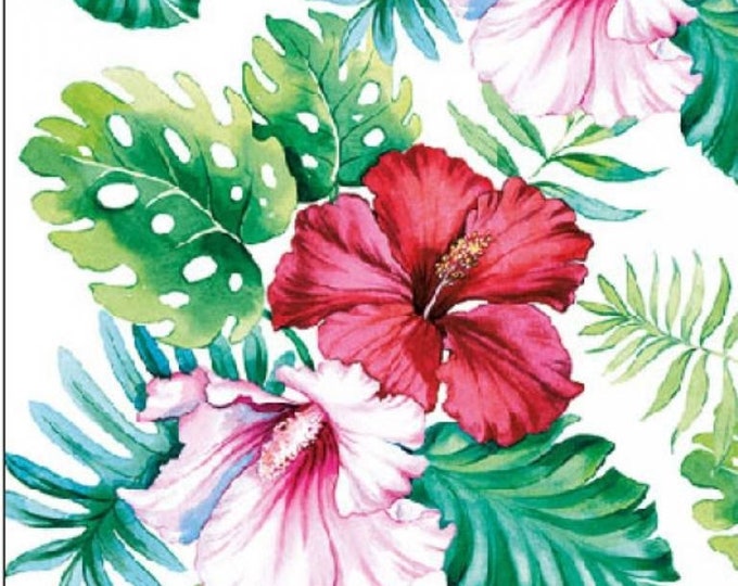 Decoupage Napkins- Tropical Flowers Paper Napkins- Set of 3- Cocktail ...