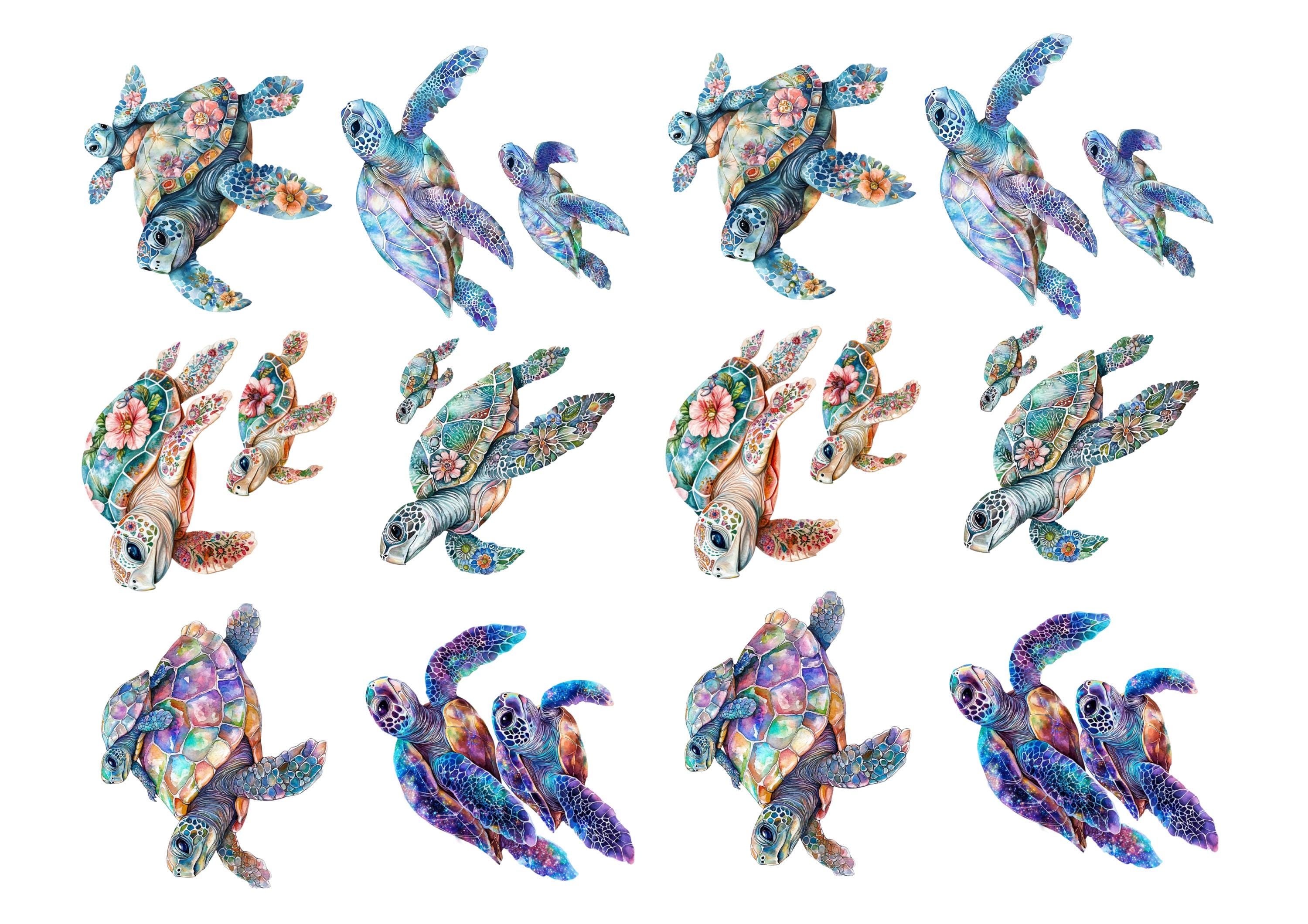 Rice Paper for Decoupage / Sea Turtle Mother / 1 Rice Paper / A4 / A5 ...