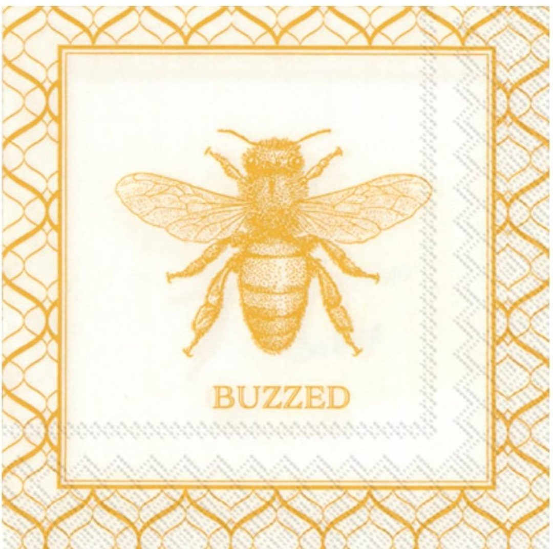 Decoupage Napkins- Bee Paper Napkins- Set of 3- Cocktail Size- Beverage ...