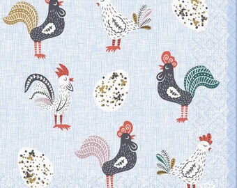 Decoupage Napkins- Chicken Rooster Gardening Friends Paper Napkins ...